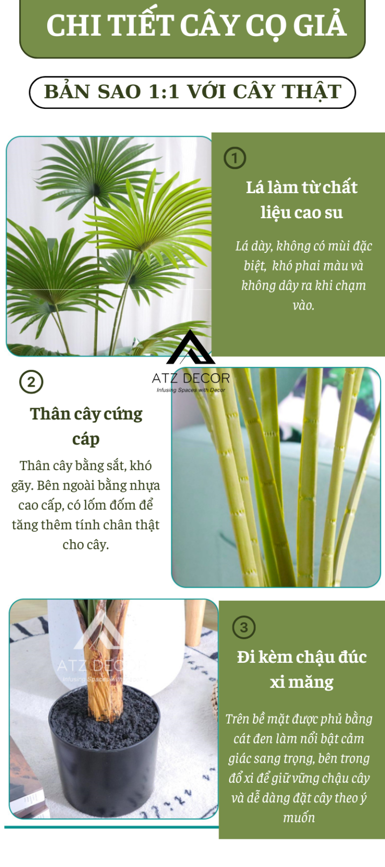 Cây cọ giả trang trí quán cafe đẹp, tạo điểm nhấn độc đáo