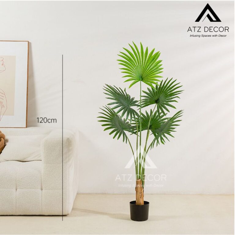 Cây cọ giả trang trí quán cafe đẹp, tạo điểm nhấn độc đáo