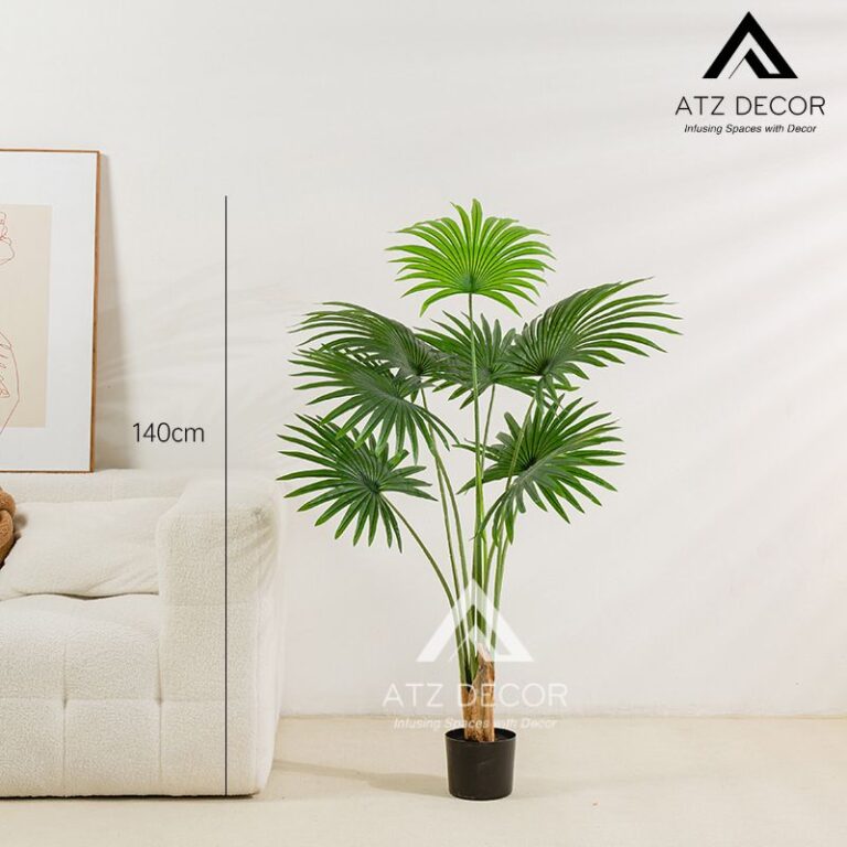 Cây cọ giả trang trí quán cafe đẹp, tạo điểm nhấn độc đáo