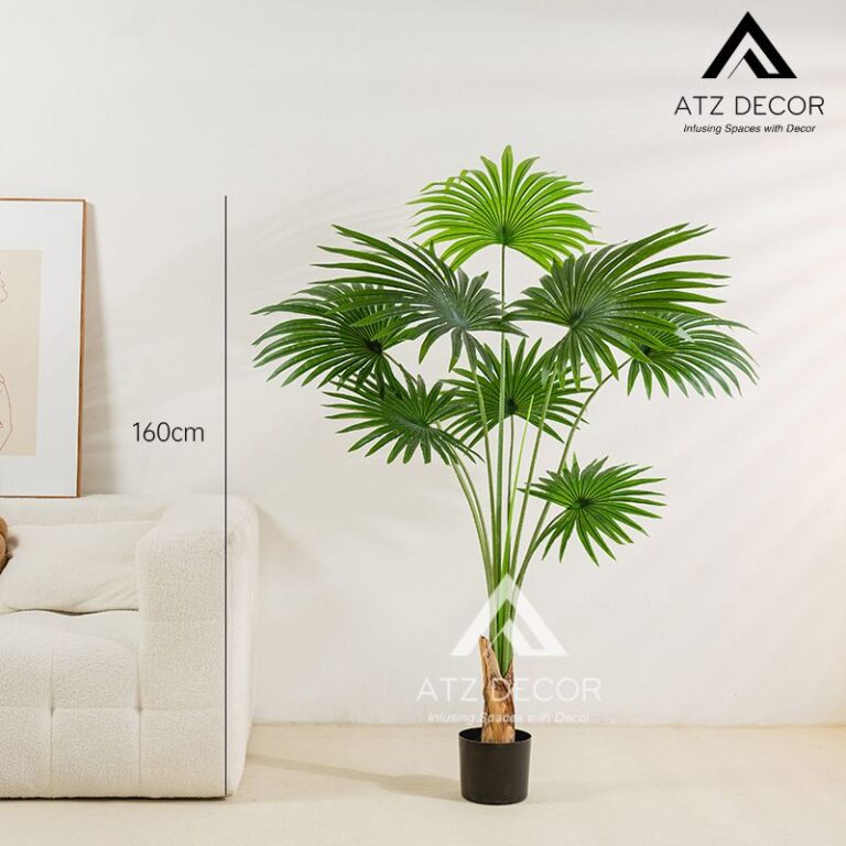 Cây cọ giả trang trí quán cafe đẹp, tạo điểm nhấn độc đáo