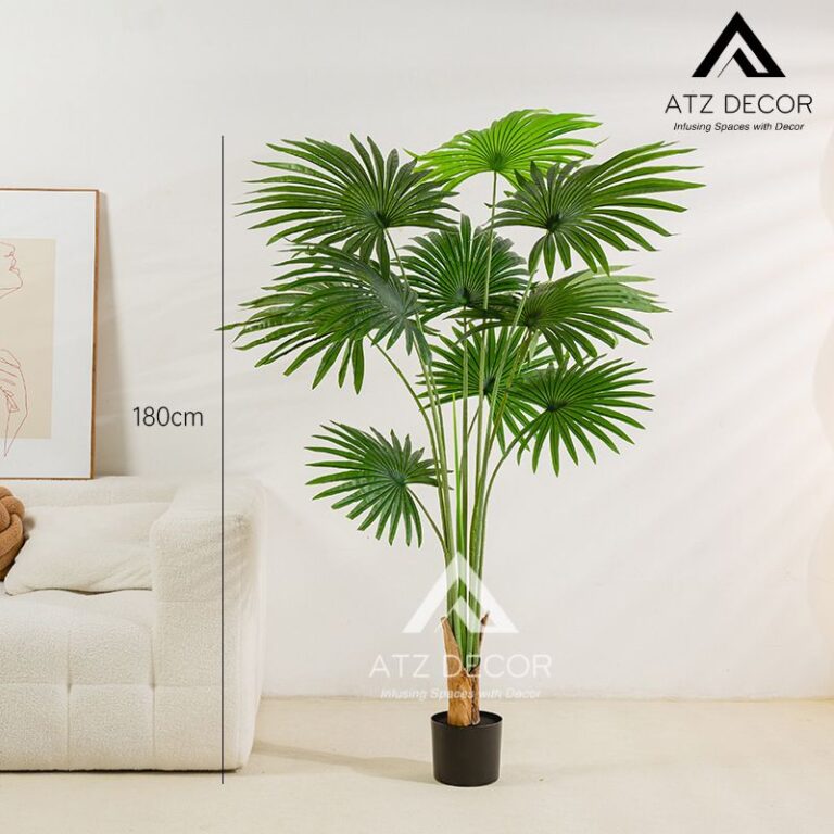 Cây cọ giả trang trí quán cafe đẹp, tạo điểm nhấn độc đáo