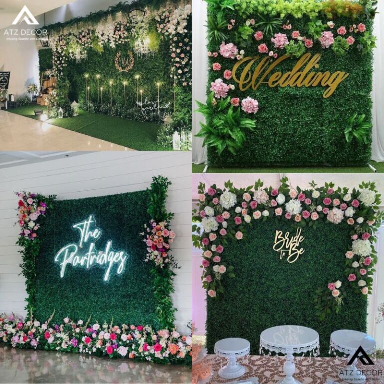Set up backdrop tường cây giả giá thành tốt, chất lượng cao