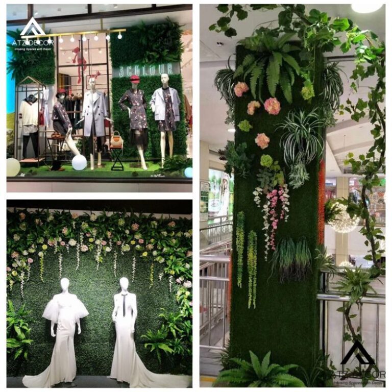 Set up backdrop tường cây giả giá thành tốt, chất lượng cao