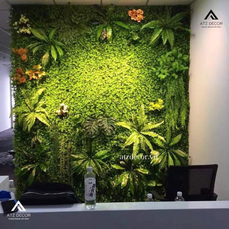 Set up backdrop tường cây giả giá thành tốt, chất lượng cao
