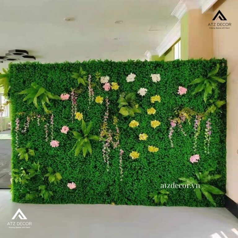 Set up backdrop tường cây giả giá thành tốt, chất lượng cao