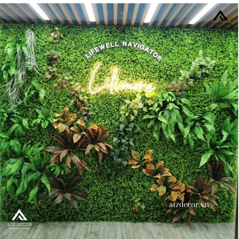 Set up backdrop tường cây giả giá thành tốt, chất lượng cao