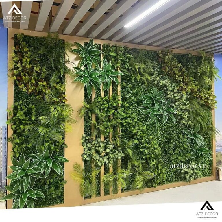 Set up backdrop tường cây giả giá thành tốt, chất lượng cao