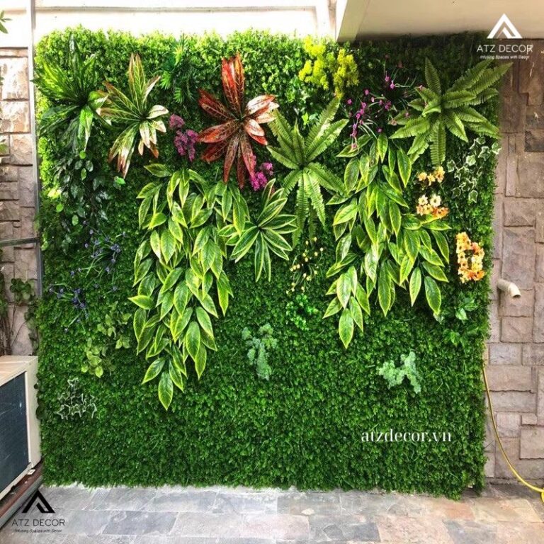 Set up backdrop tường cây giả giá thành tốt, chất lượng cao